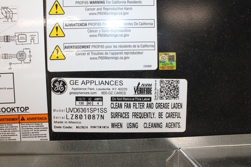GE UVD6361DPBB 500 CFM 36 Inch Wide Telescopic Downdraft Range for sale ...