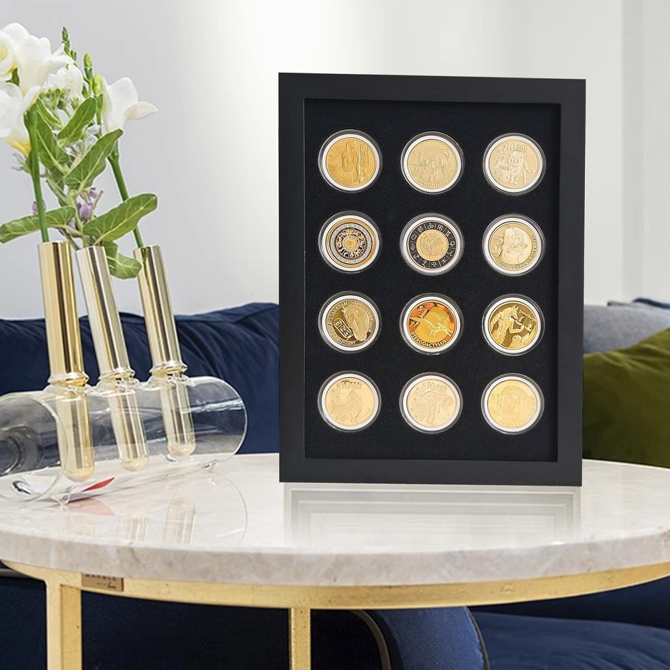 Wooden Challenge Coin Display Shadow Box,12 Coin Display Case,Military ...
