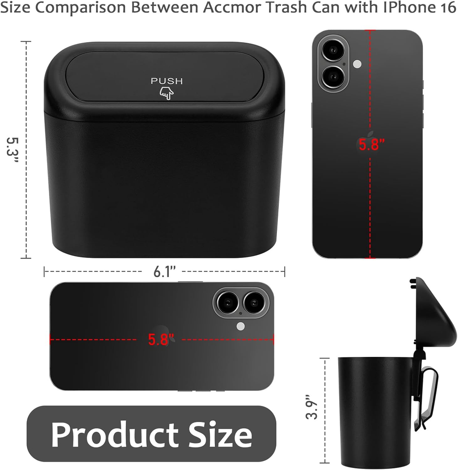 Car Trash Can with Lid, Mini Auto Dustbin Garbage Organizer Holder 2 ...