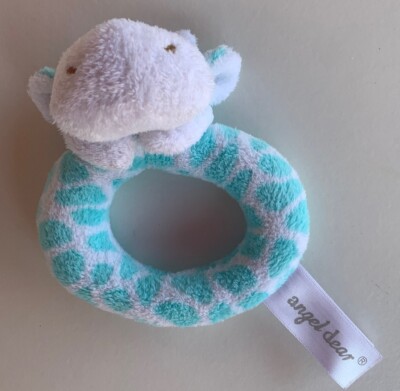 ANGEL DEAR Giraffe Rattle Baby Lovey Toy Blue White | eBay