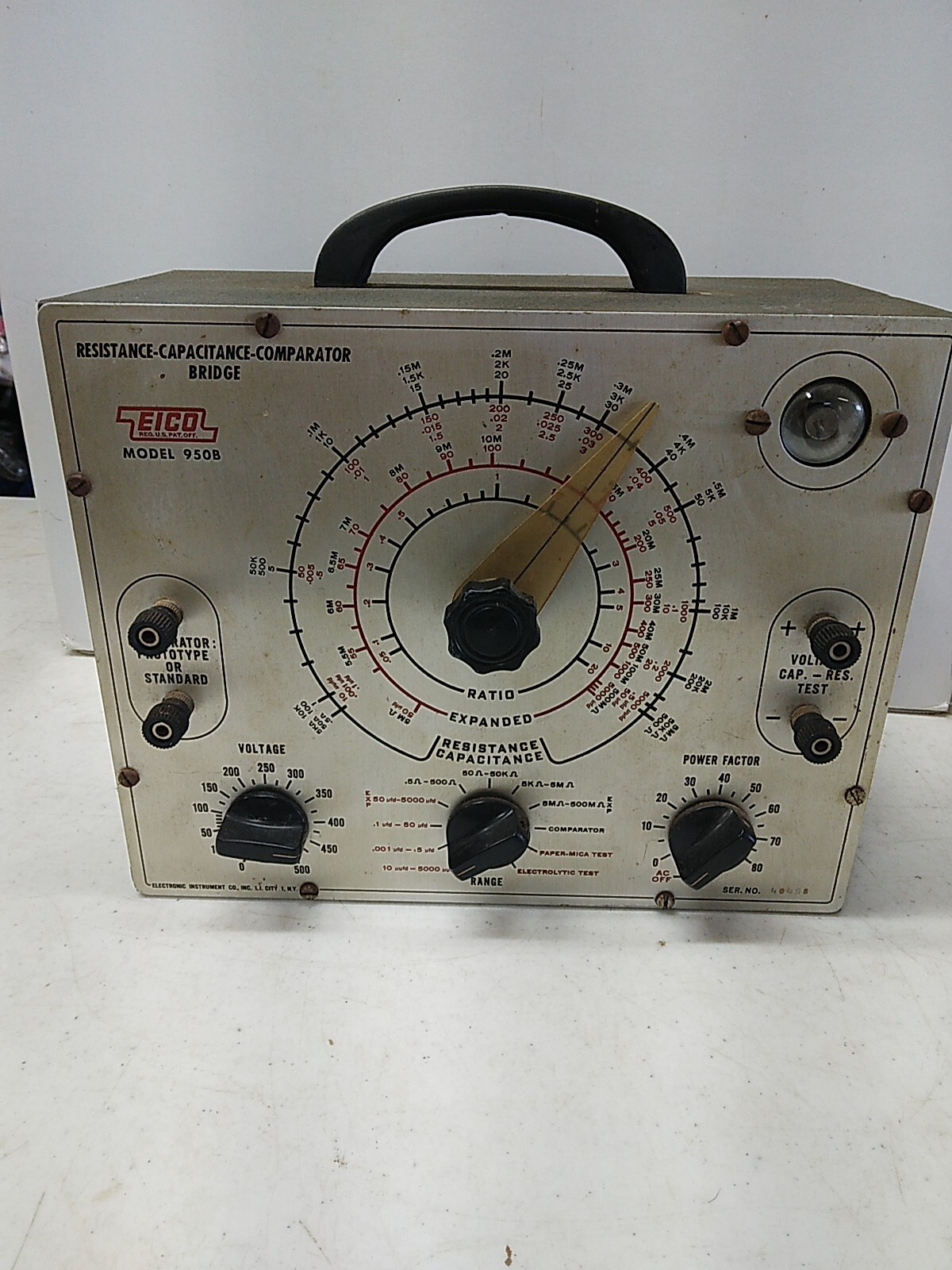EICO MODEL 950B CAPACITOR TESTER COMPARATOR BRIDGE VALUE LEAKAGE POWERS ...