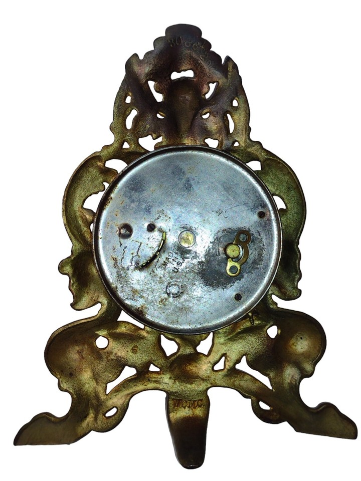 Edwardian 1902 Antique Brass Mantel Clock Western Clock Co. Works ...