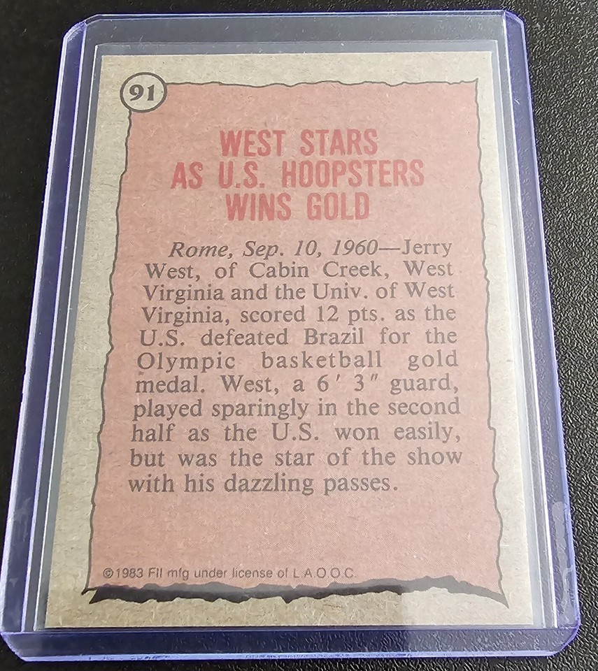 1983 -JERRY WEST- Topps Greatest Olympians Team USA Olympics Basketball ...