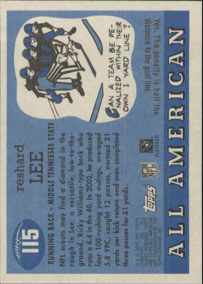 2003 Topps All American Foil #115 ReShard Lee | eBay