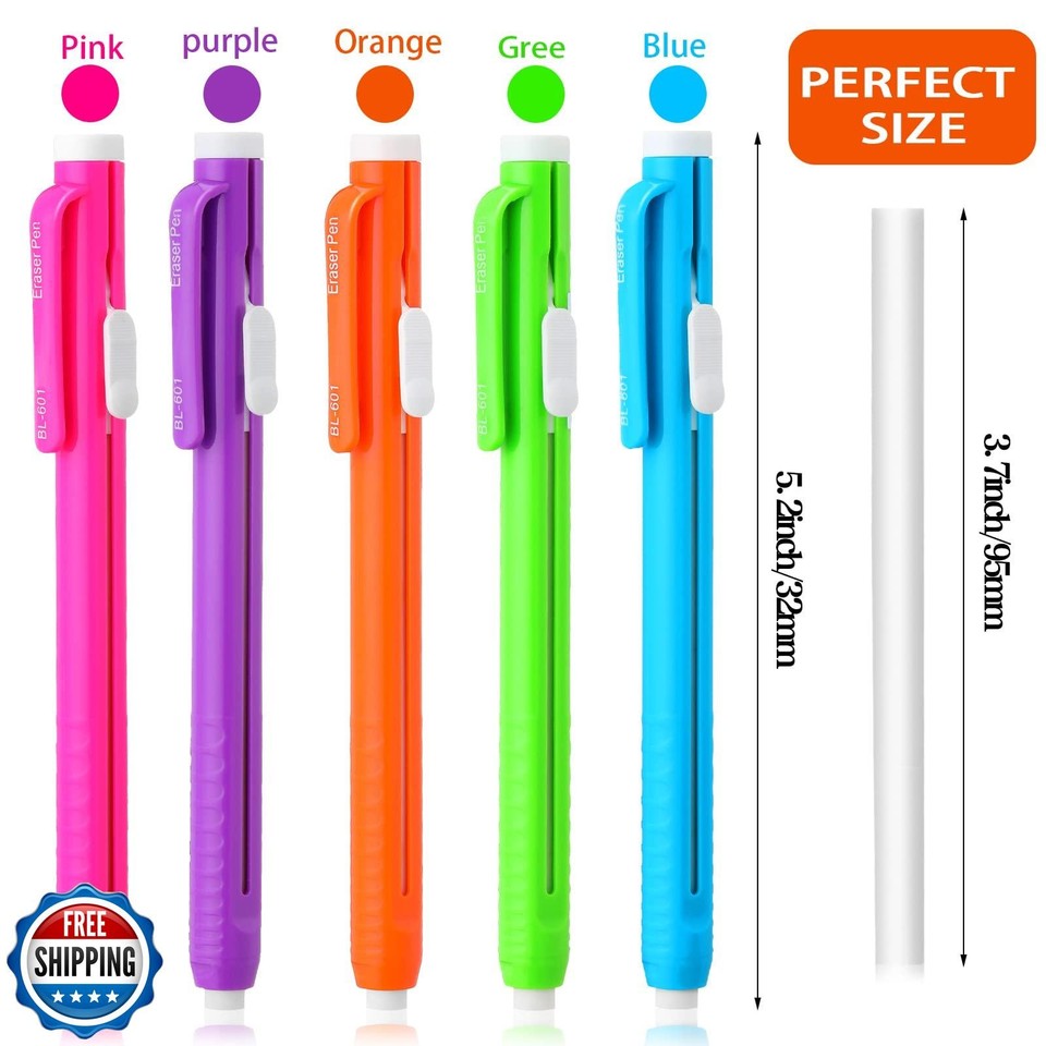 Teling 30 Pcs Retractable Mechanical Eraser Pen, School Pen-Style ...
