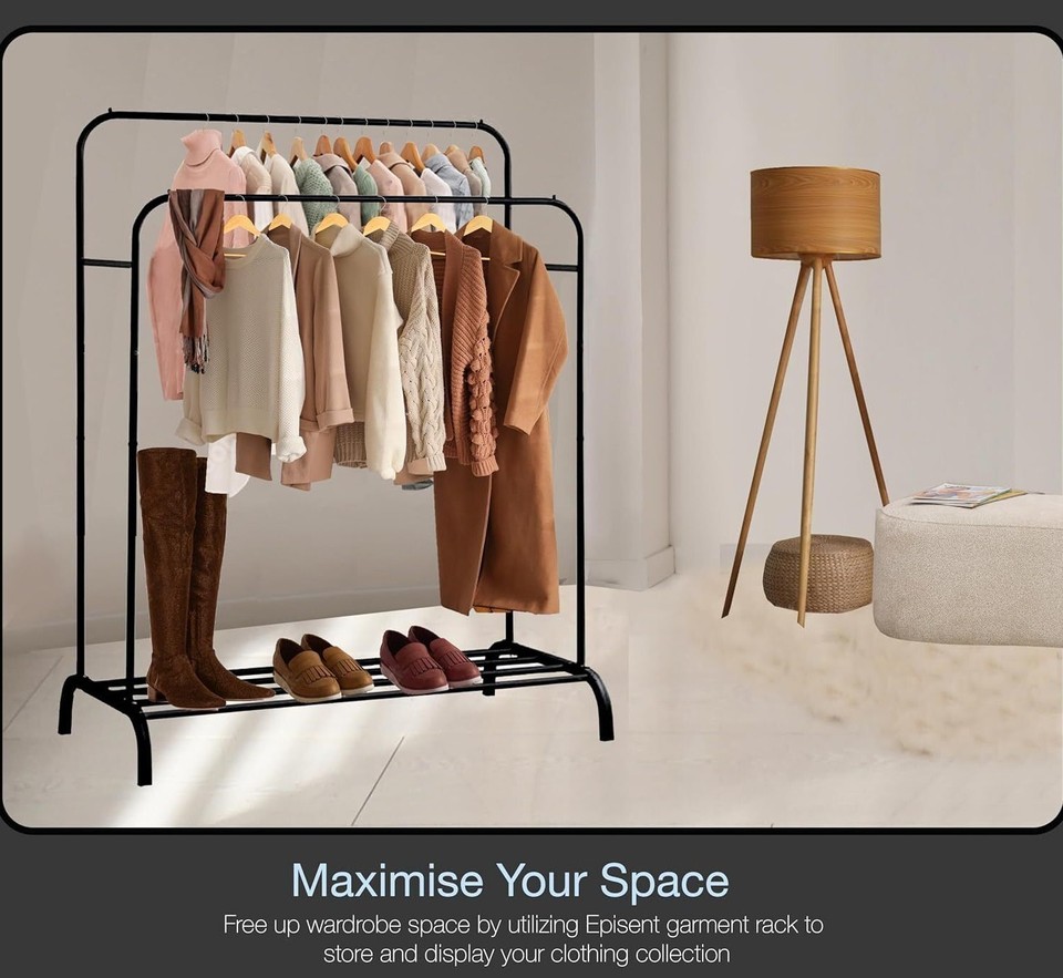 Clothing Rail Garment Rack Display Hanger Hanging Stand Cloth And Shoe ...