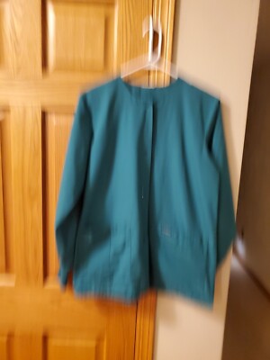 Landau Women's Green 4 Pocket Snap Front Size Medium Scrub Jacket ...