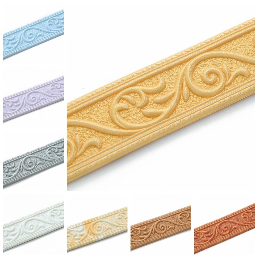 Self Adhesive Wall Skirting Border 3D Floral Wallpaper Ceiling Edge ...
