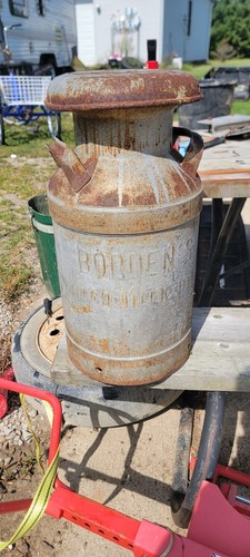 Borden's Milk Div Michigan Antique Metal Dairy Jug Can With Stamped Lid ...