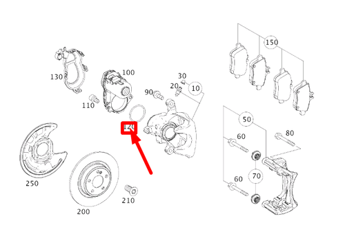 MB CLA C117 Feststellbremsbetätiger hinten O-Ring A0239978445 NEU ...