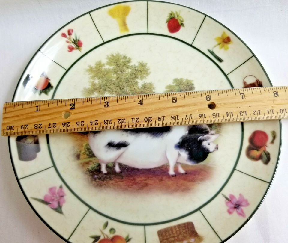 Barnyard PIG HOG Farm Porcelain Collector Plate Dish Folk-art Back ...