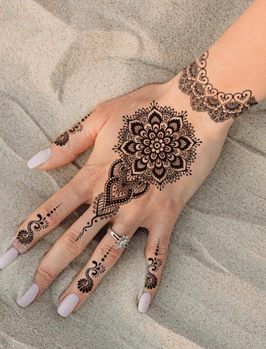 Hand Temporary Tattoo Stickers Waterproof Mandala Lace Finger Wedding ...