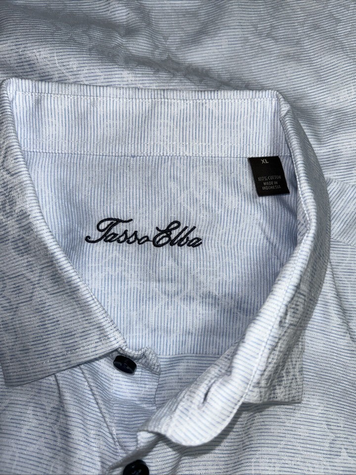 Tasso Elba Men’s XL Blue Pattern 100% Cotton Long Sleeve Shirt | eBay