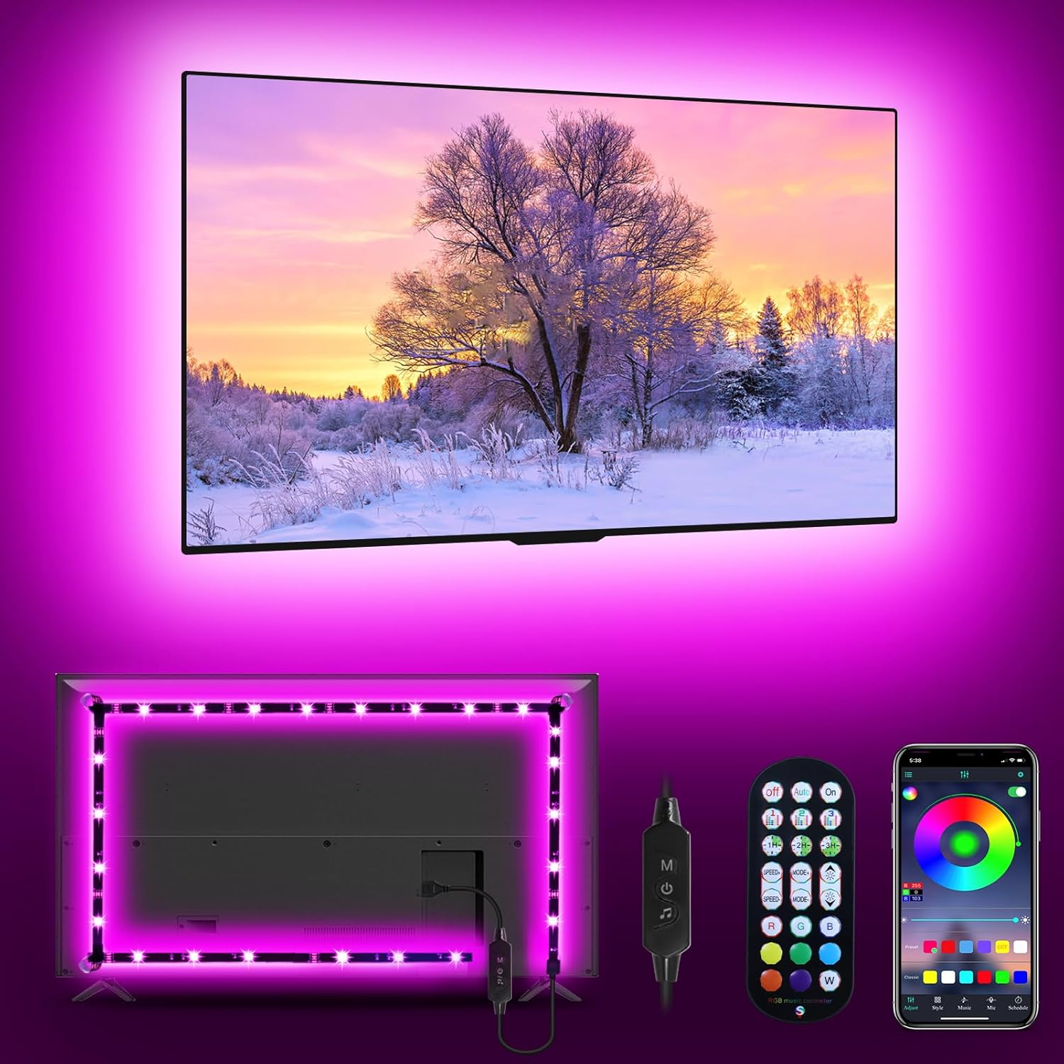 TV Back Light, 13.1Ft Led Lights for TV for 45-60 Inch TV Behind, RGB ...