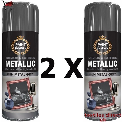 ALL PURPOSE GUN METAL GREY METALLIC AEROSOL SPRAY PAINTS HOUSEHOLD CAR ...