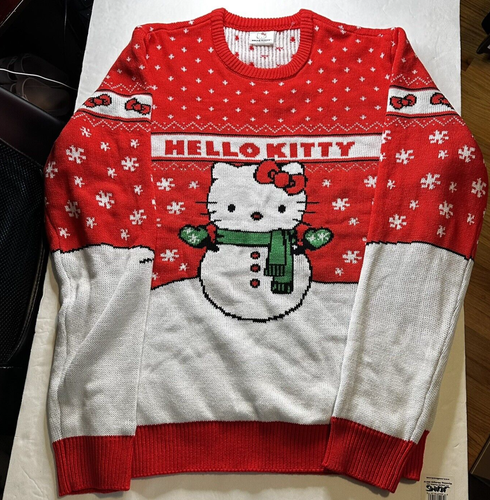 Hello Kitty Christmas Sweater Size Large Red White Sanrio Official | eBay