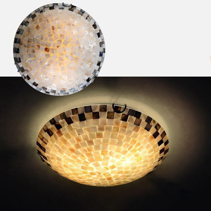 Flush Seashell 2 Light Vanity Fixture Shell Crystal Ceiling Lamp