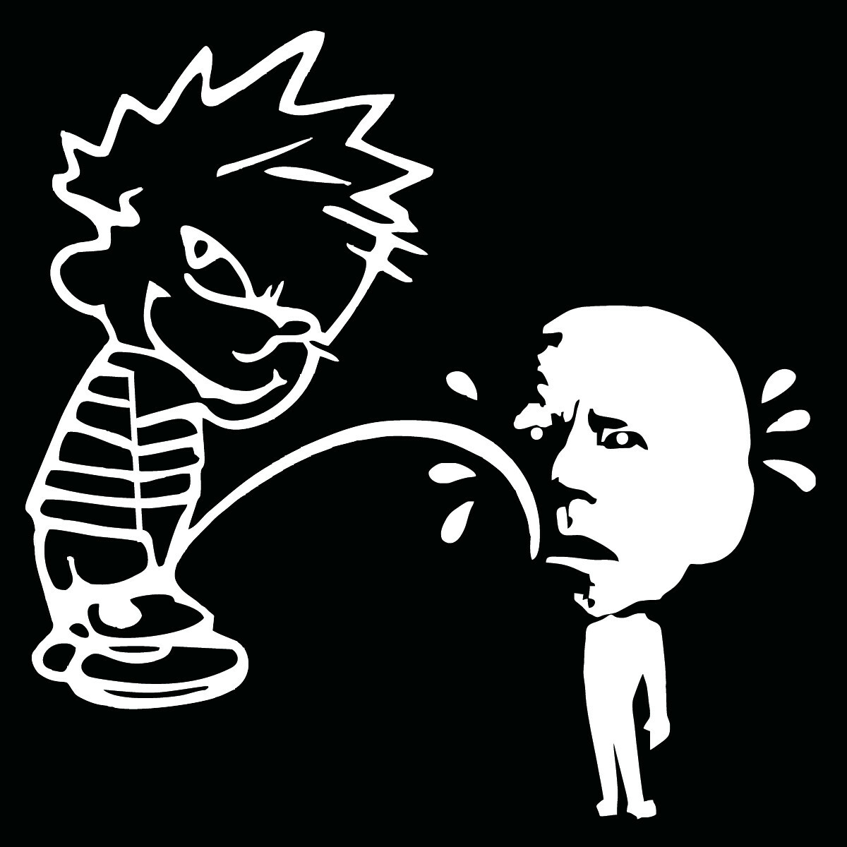 Calvin Peeing on Biden,7.5in.x7.5in,decals stickers vinyl art,white ...