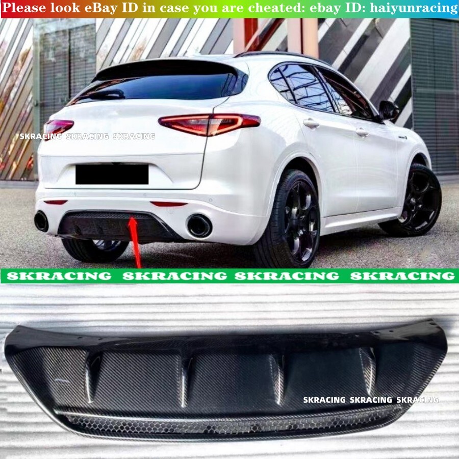 Carbon Fiber Rear Bumper Diffuser Spoiler Refit For Alfa Romeo Stelvio ...