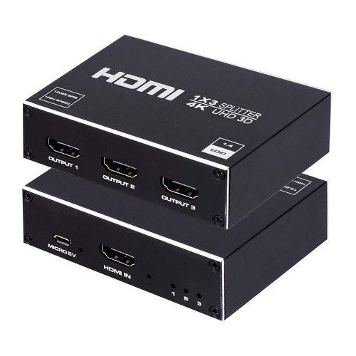 1x3 HDMI Splitter, 1 in 3 Out HDMI Splitter Audio Video Distributor Box ...