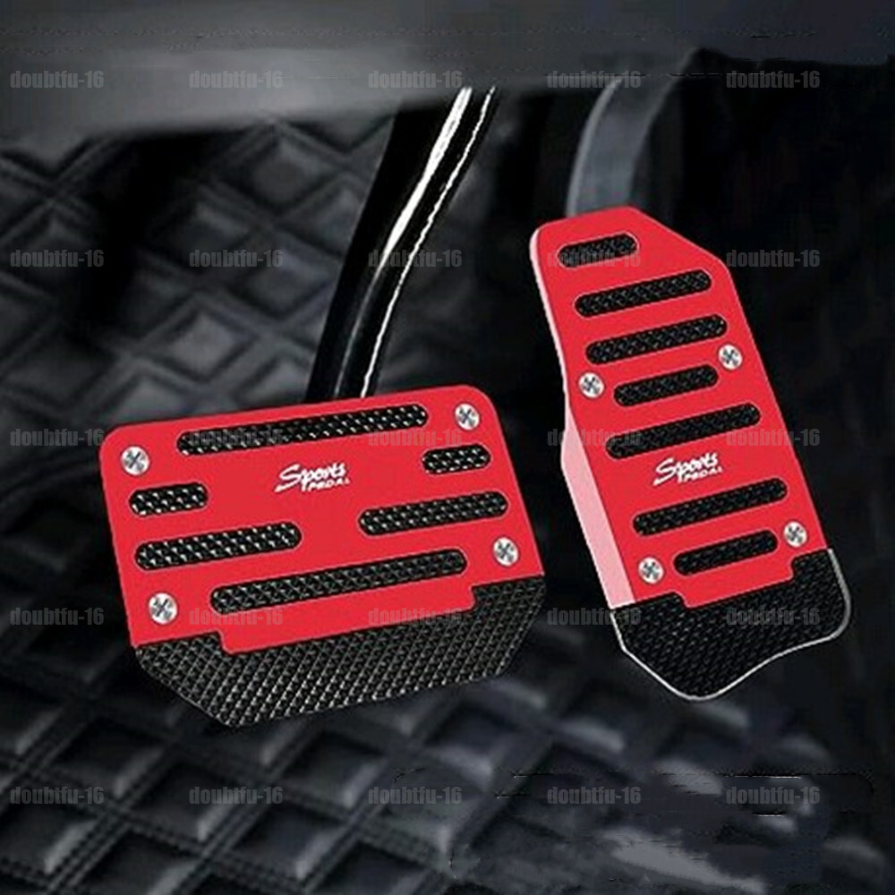 2PCS Red Non-Slip Automatic Pedal Brake Foot Treadle Cover Auto Car ...
