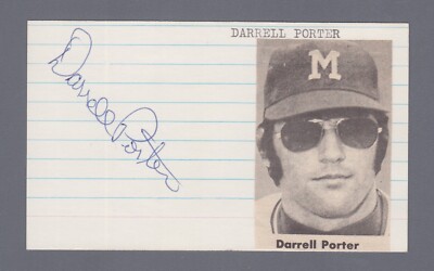Darrell Porter Signed Index Card with B&E Hologram | eBay