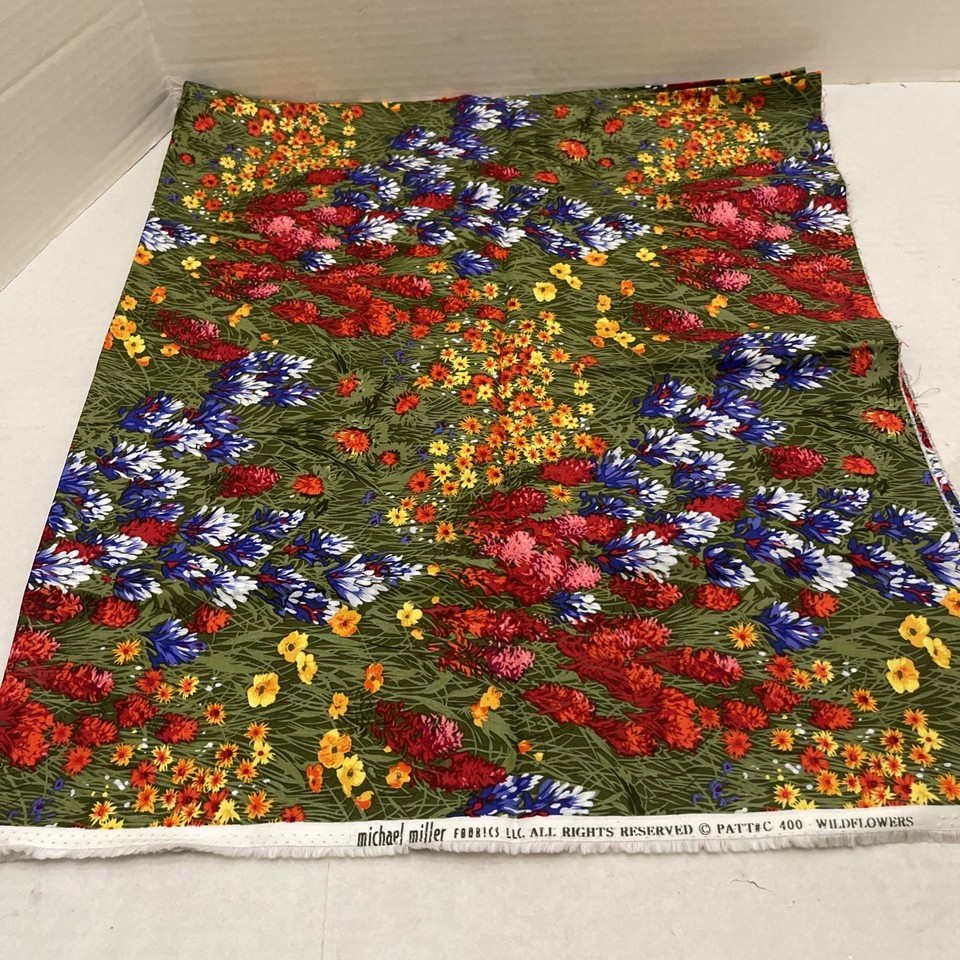 Vintage Michael Miller Fabric Wildflowers 1 Yard Patr# C 400 42inches ...