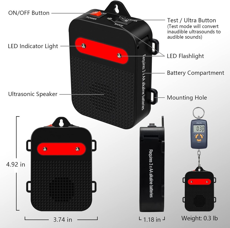 Ultrasonic Rodent Repellent for Car Engine, Battery Pest Deterrent 2 ...