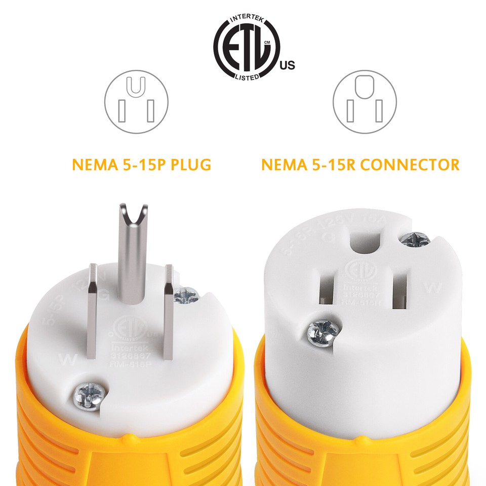 (10) Male & Female Extension Cord Replacement Ends Electrical NEMA Plug ...