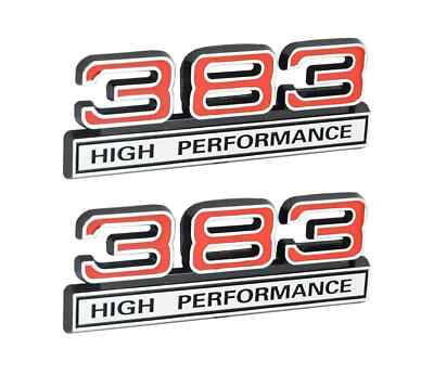 383 High Performance 6.3L Engine Emblems 3D Badge in Chrome & Red - 4 ...