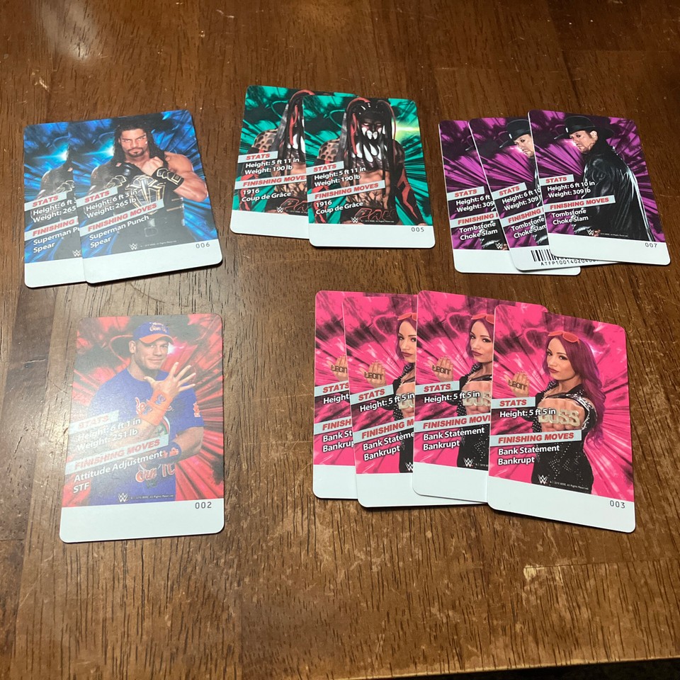 (12) WWE Wrestling Push Cards Undertaker John Cena Sasha Banks Roman ...