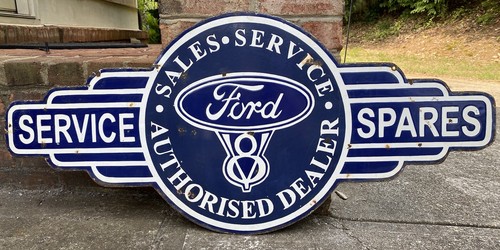 Vintage FORD Dealer Porcelain Double Sided Advertising Sign Service ...