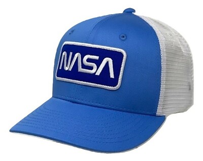 NASA Worm Insignia Structured Space Mesh Trucker Baseball Cap Hat - Sky ...