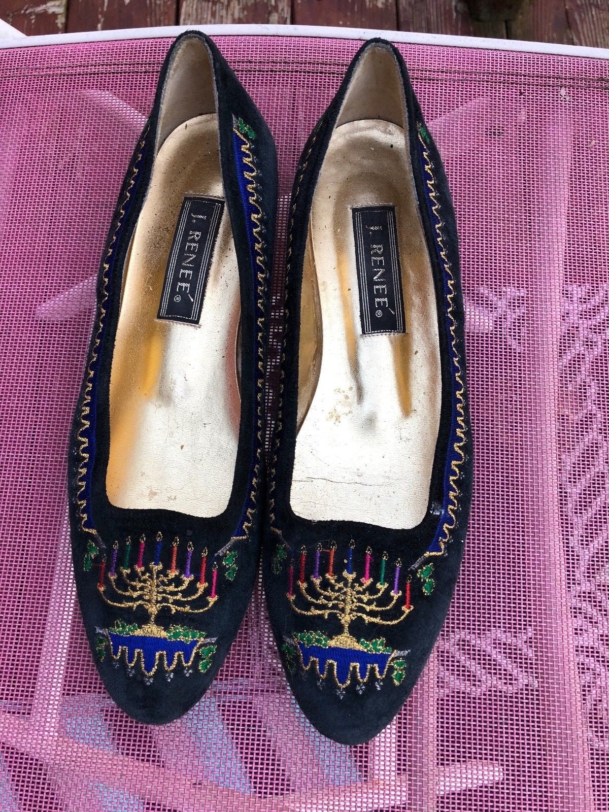J. Renee BLUE SUEDE MENORAH FLAT SHOES --- SIZE 10N | eBay