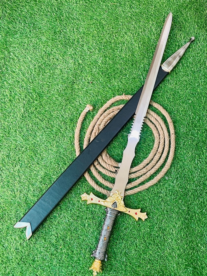 King Arthur Excalibur Sword Handmade Crown Pommel Sharp Steel sword ...