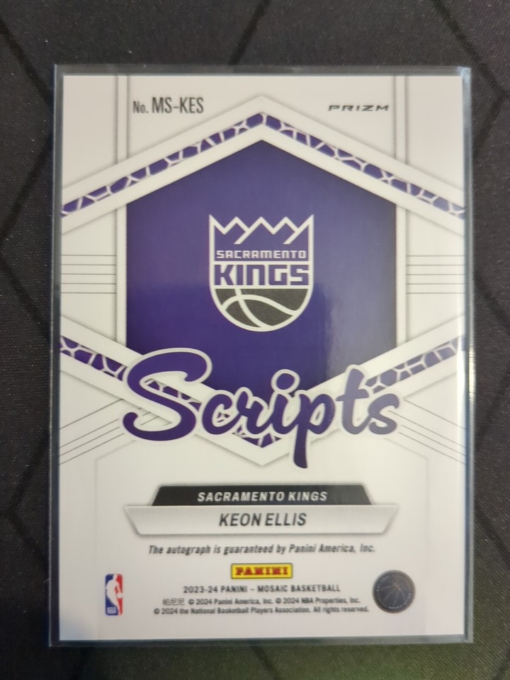 Keon Ellis 2023-24 Panini Mosaic #MS-KES Scripts Silver Holo Prizm Auto ...