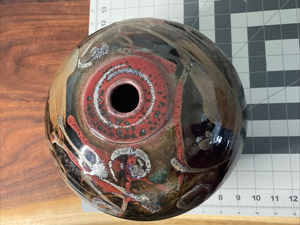 Large Abstract Studio Art Pottery Vase 10” Diameter 9” Tall (L2) | eBay UK