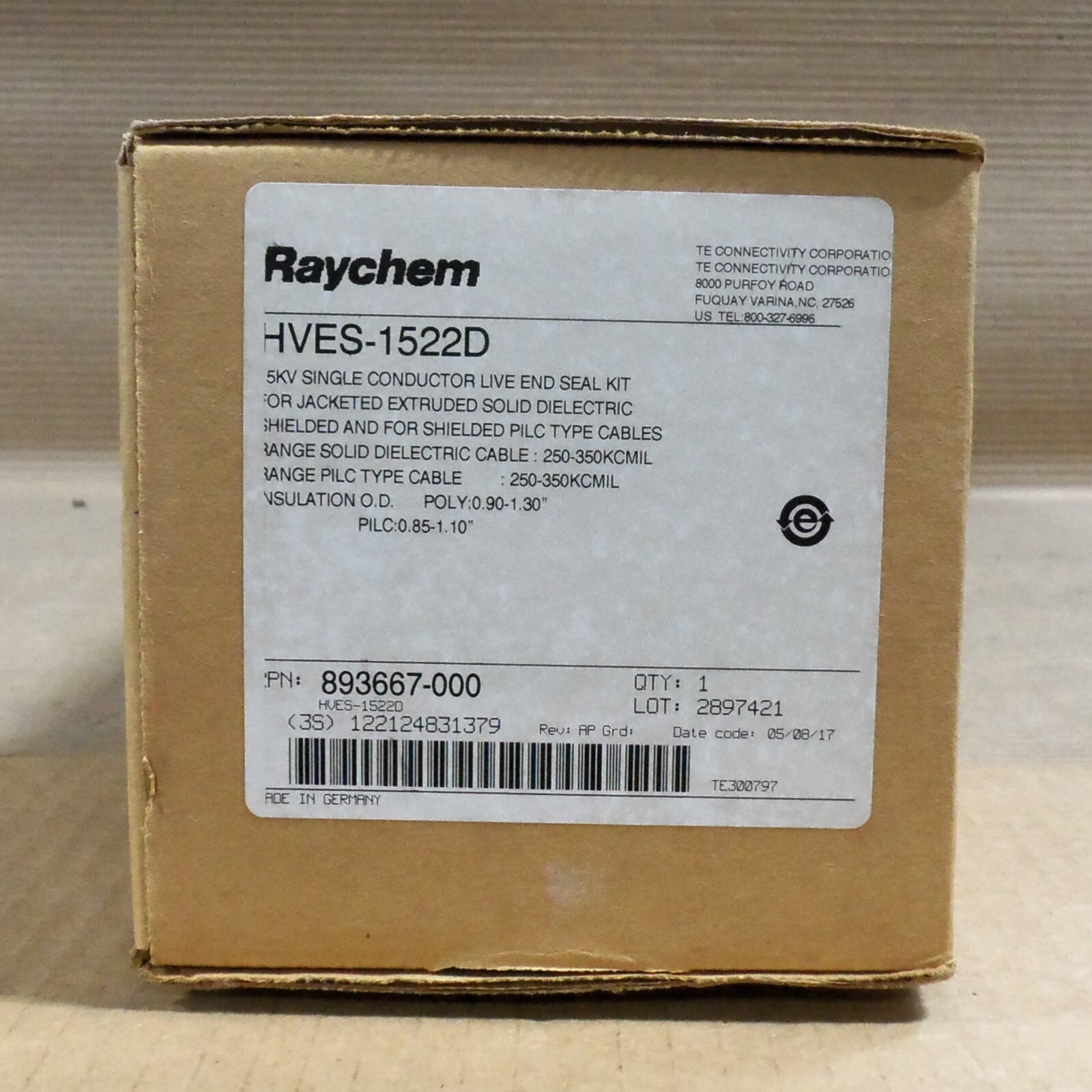 NEW RAYCHEM HVES-1522D SPLICE KIT 15KV SINGLE CONDUCTOR LIVE END SEAL ...