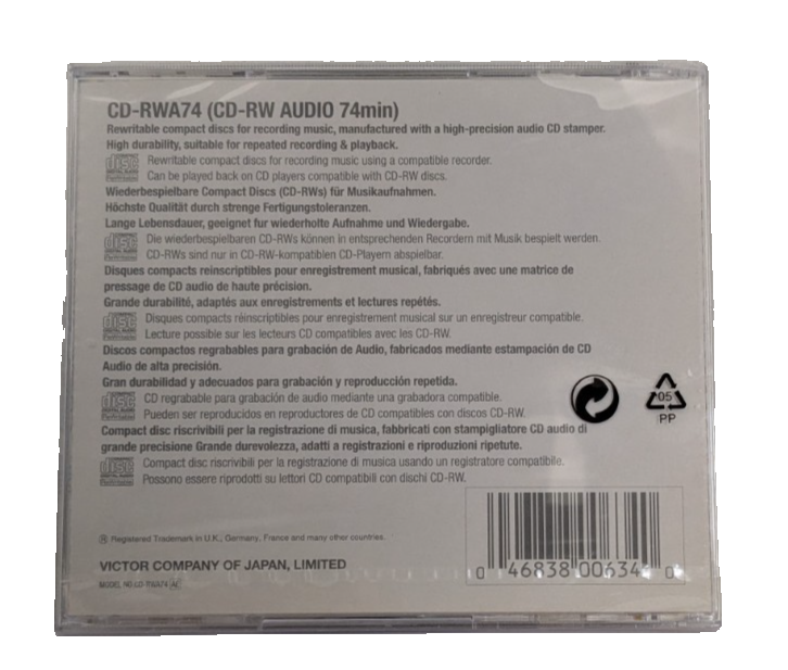 JVC CD-RW A74 / Recordable Audio Music CD RW RE-WRITABLE 74MIN Blank ...