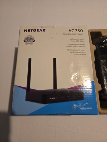 Netgear AC750 Dual Band Wi-Fi Router R6020 w/ Box Adapter Cable Guide ...
