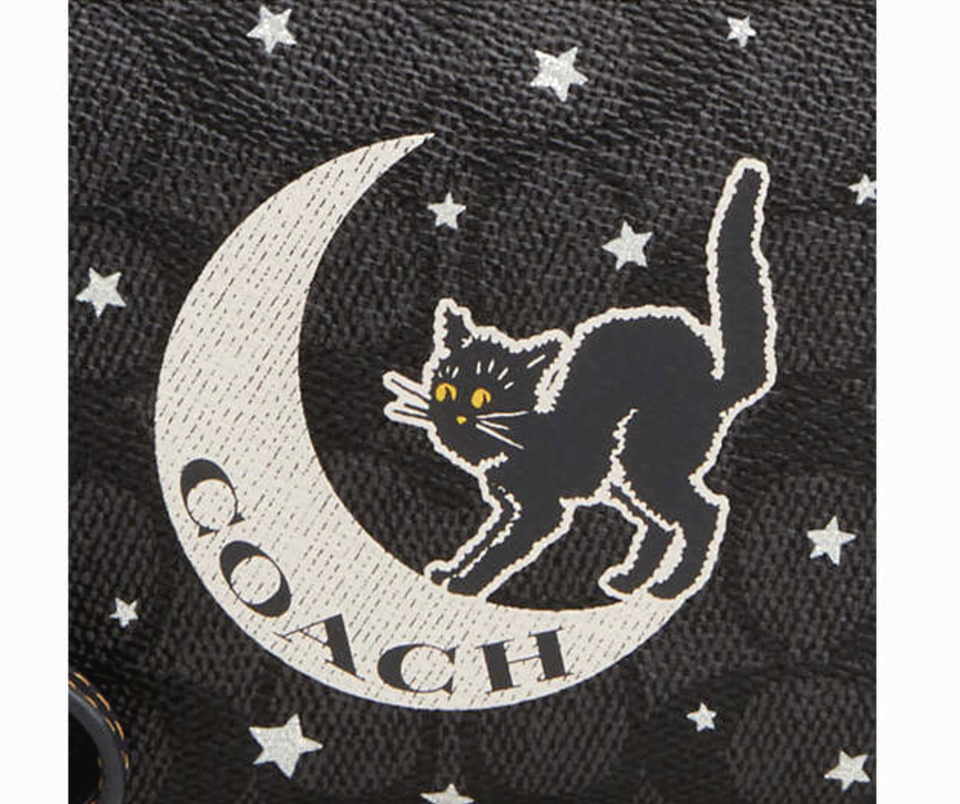 Coach Halloween Print Ghost Cat Pumpkin Signature Canvas Corner Zip ...