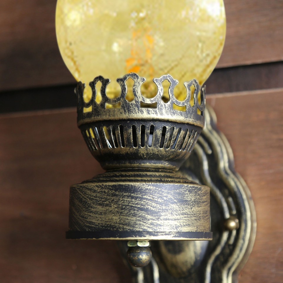 Retro Industrial Farmhouse Rustic Wall Lamp Sconce Iron and Glass Light ...