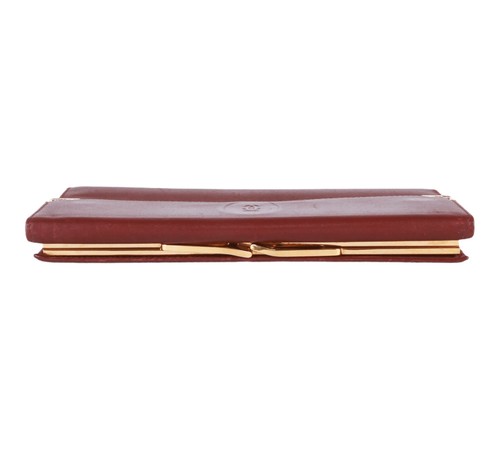 Authentic Must De Cartier Tri-fold french style wallet Bordeaux Leather ...