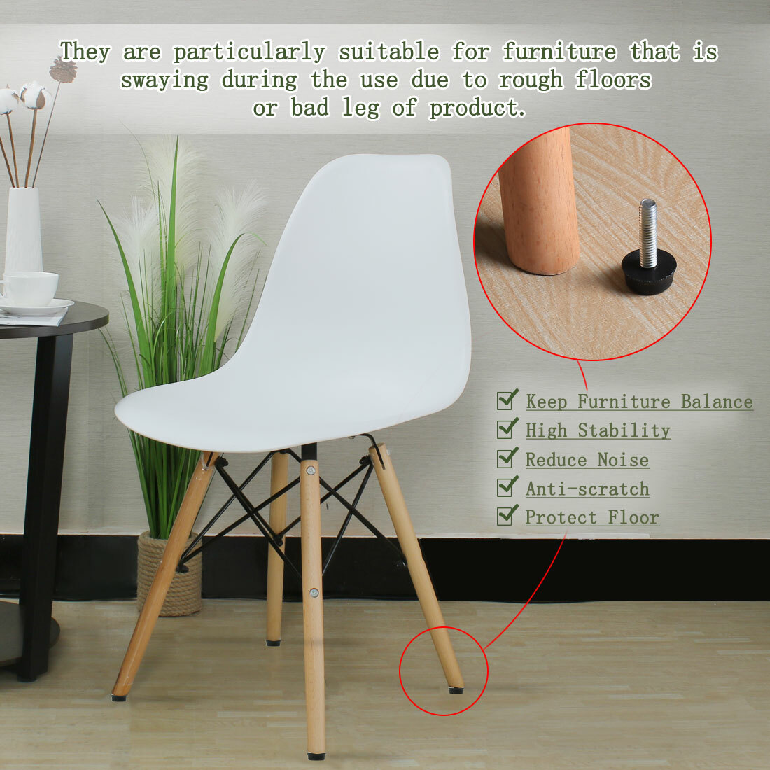 M6 x 24 x 18mm Furniture Glide Leveling Feet Floor Protector for Table ...