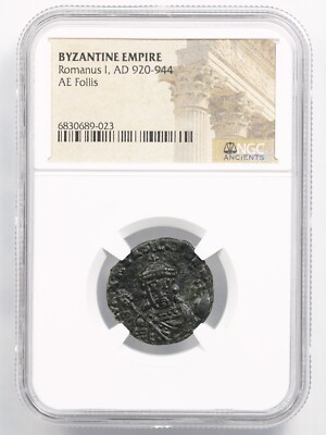 Romanus I AE Follis Byzantine Empire Bronze Coin 920-944 AD NGC Genuine ...