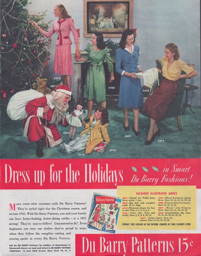 1944 Print Ad Du Barry Patterns Santa Claus Christmas Fashion Sewing ...