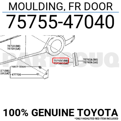 7575547040 Genuine Toyota MOULDING, FR DOOR 75755-47040 | eBay