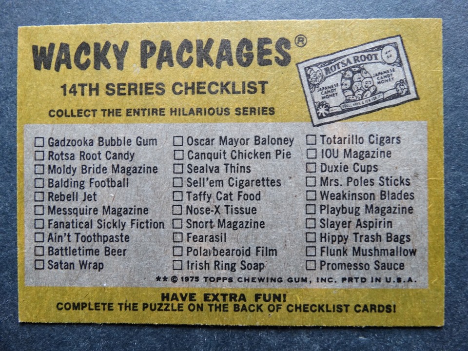 1975 Topps Wacky Packages 14th Series Trading Cards Complete Your Set ...