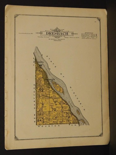 Minnesota Winona County Map Dresbach Township 1914 W4#93 | eBay