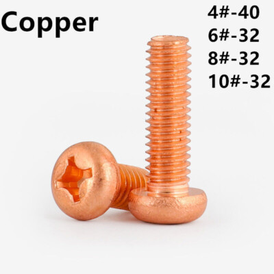 99.9% Pure Copper Phillips Cross Pan Head Machine Screws 4# 6# 8# 10 ...